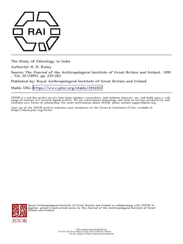 Risley StudyEthnologyIndia 1891 | PDF | Caste