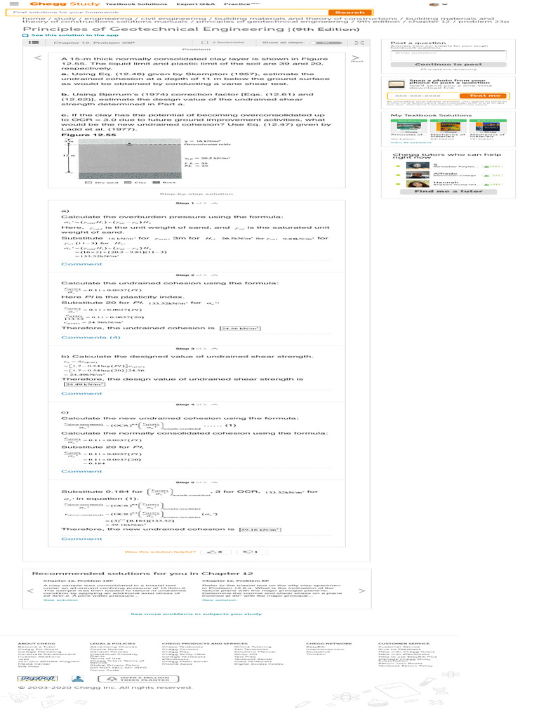 Solved A 15-m Thick Normally Consolidated Clay Layer Is Shown ... | Download Free PDF ...