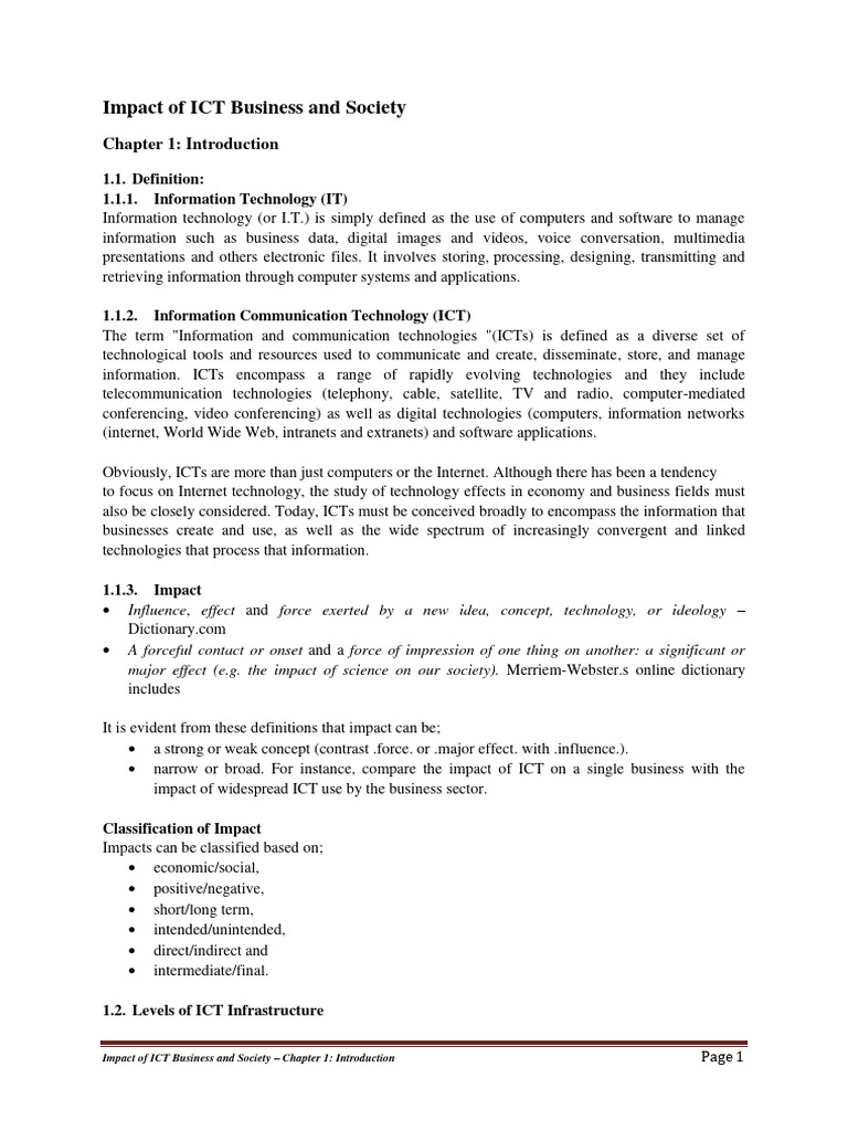 Chapter 1 - Introduction To Impact of ICT On Business - Society | PDF