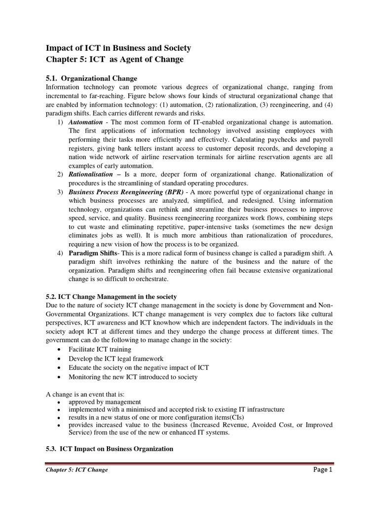 Chapter 5 - ICT Change Enabler | PDF