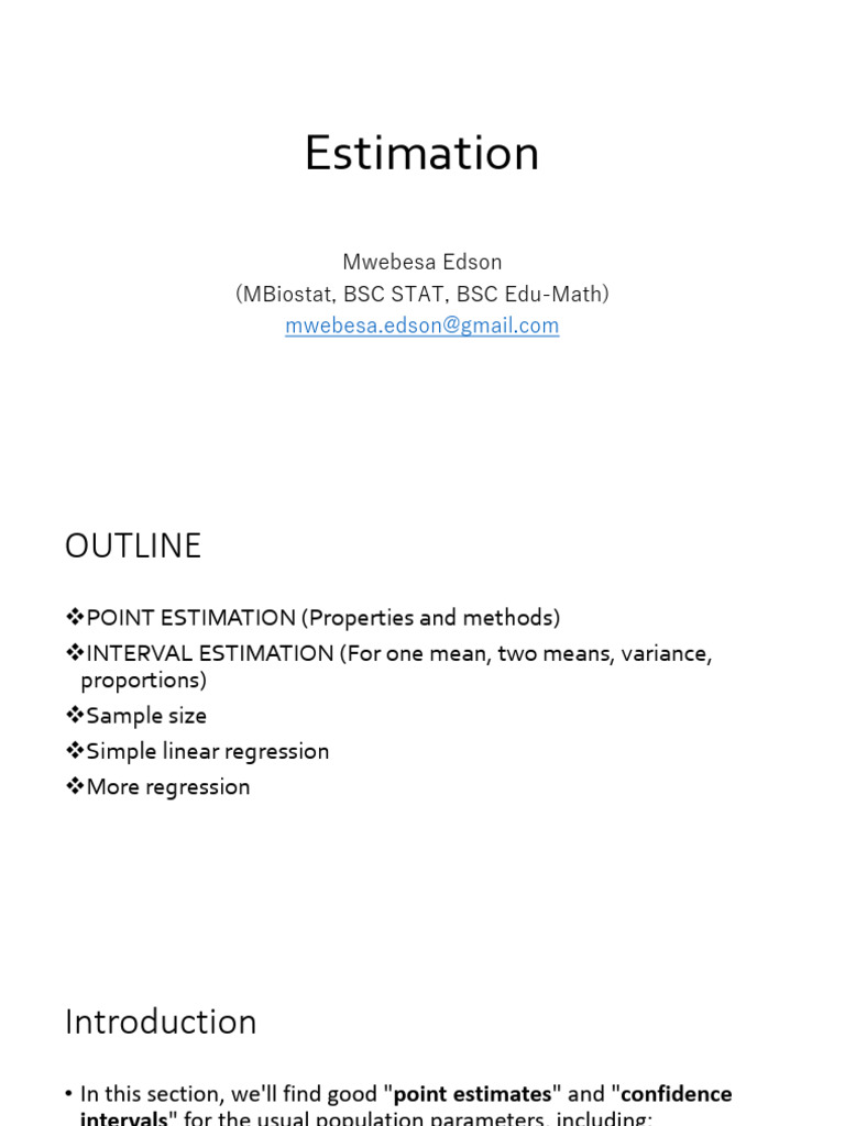 Lecture 1 Point Estimation | PDF