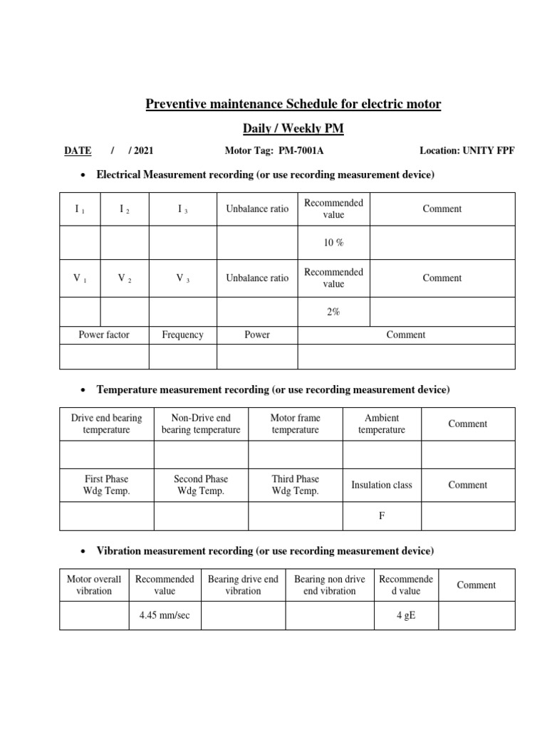 Preventive Maintenance Motor Summary | PDF | Physical Sciences | Electricity