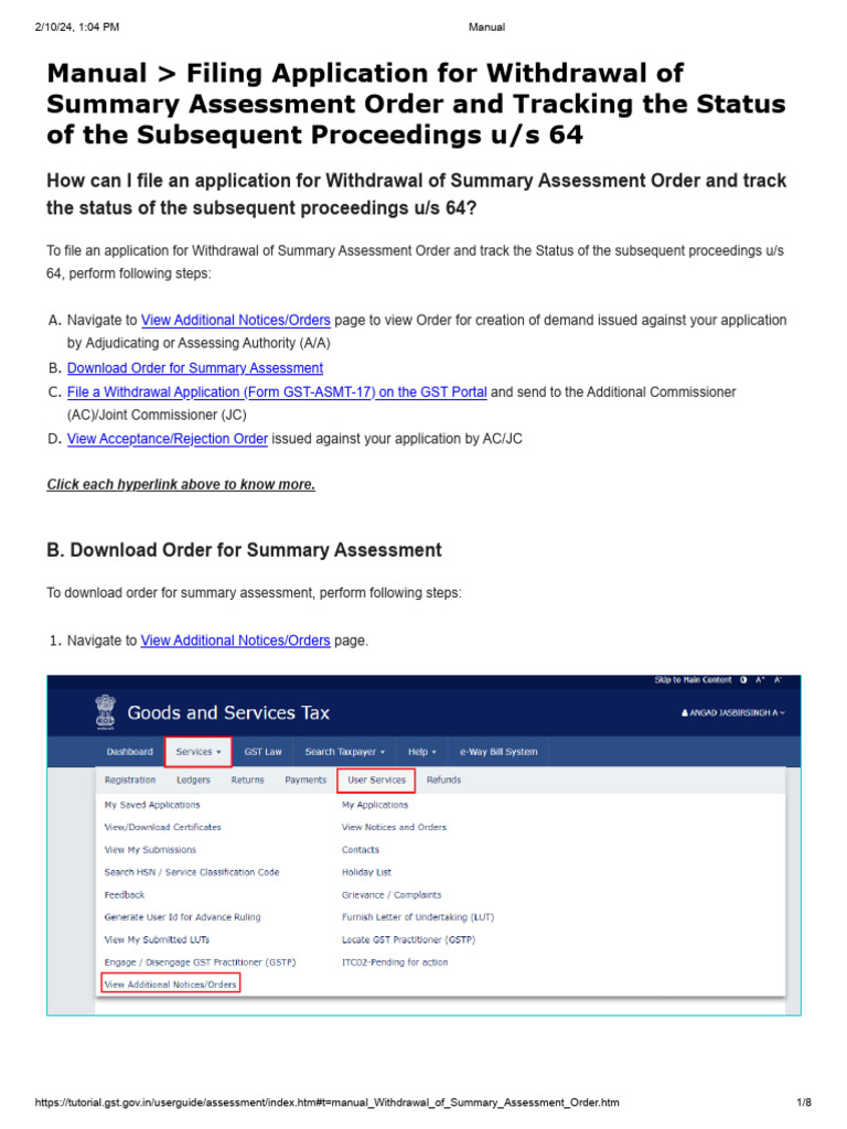 Goods and Services Tax - Filing Application For Withdrawal of Summary ...