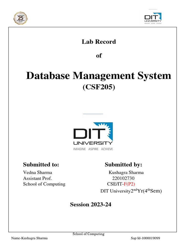 Csf205 - Kushagra Lab File | PDF