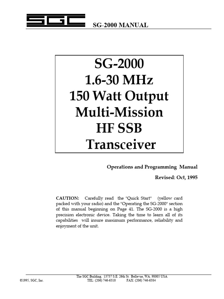 Manual SG 2000 | PDF | Detector (Radio) | Radio