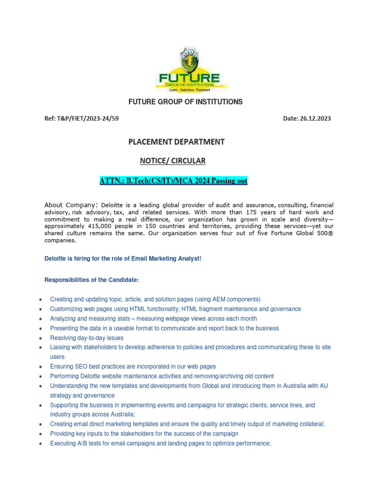 Notice-Deloitte Recruitment | PDF