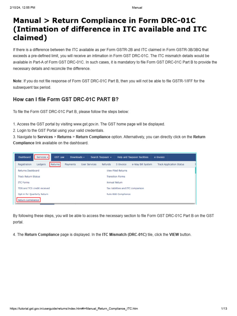 Goods and Services Tax - Return Compliance in Form DRC-01C | PDF | Government Finances | Taxation