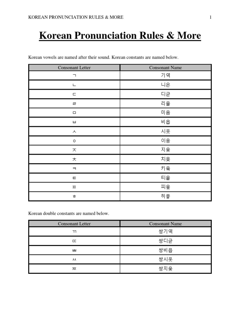 Korean Pronunciation Rules Explained | PDF | Syllable | Consonant