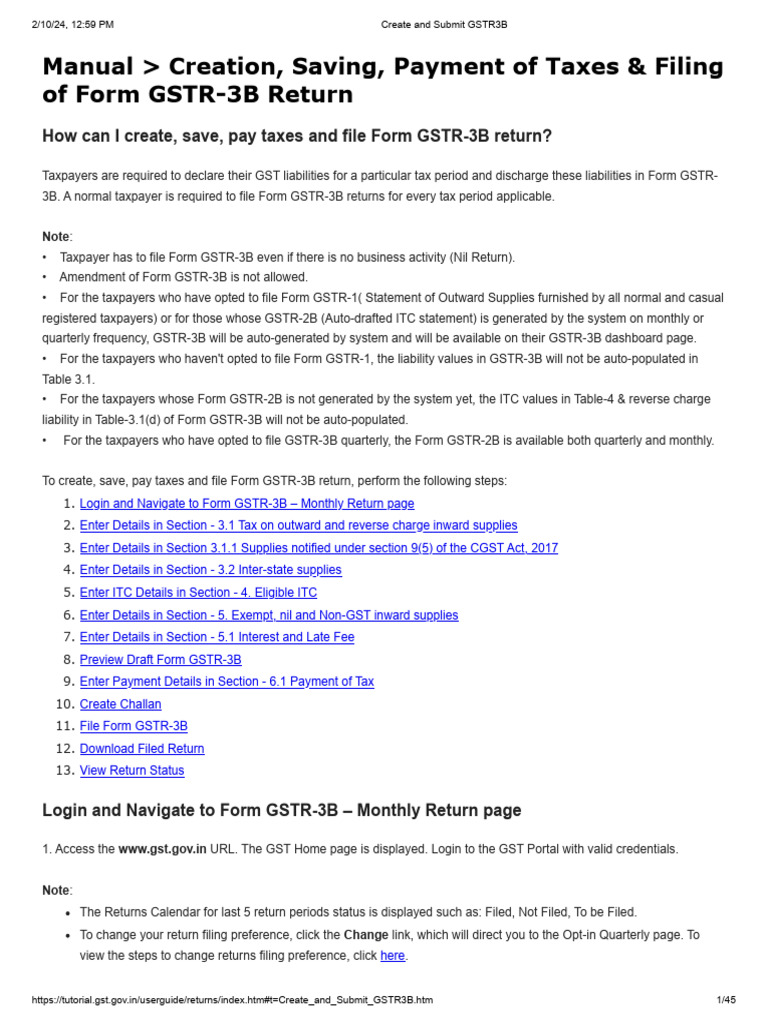 Goods and Services Tax - Payment of Taxes & Filing of Form GSTR-3B ...