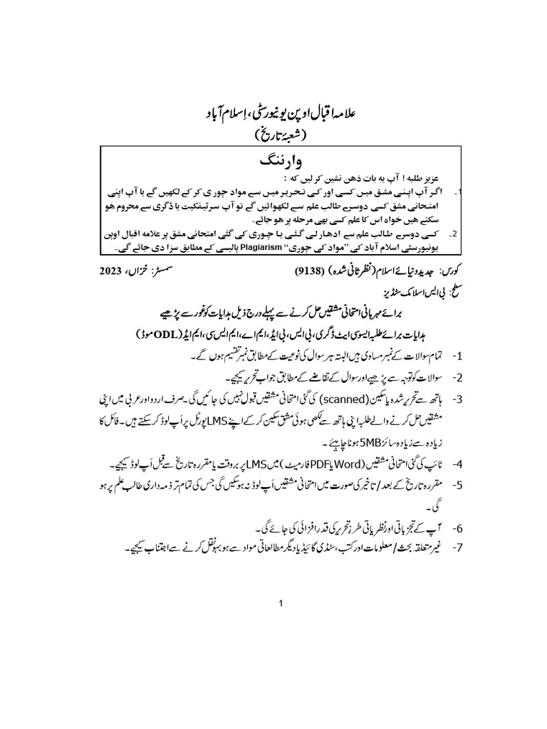 Assignment Modern Muslim World 9138 | PDF