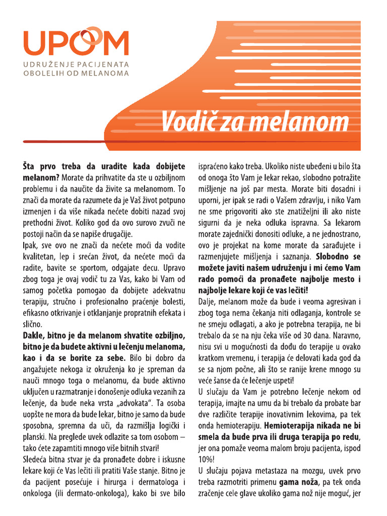 Prilog 6 Vodič Za Melanom 2019 Za WEB 1 | PDF
