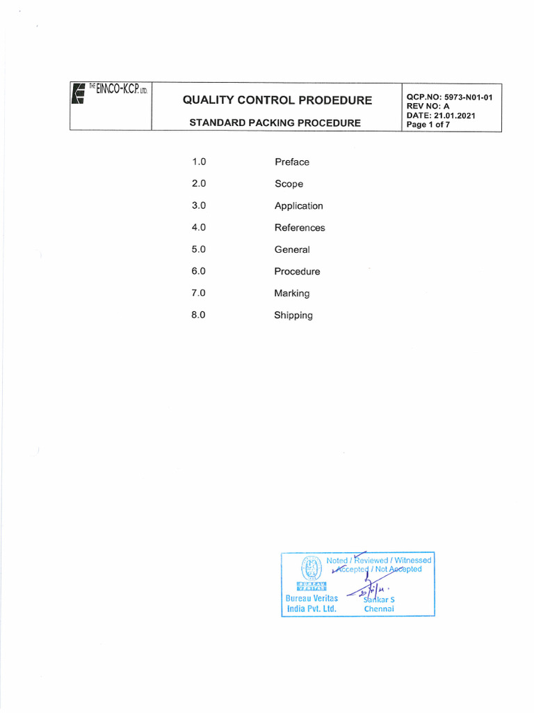 Packing Procedure | PDF