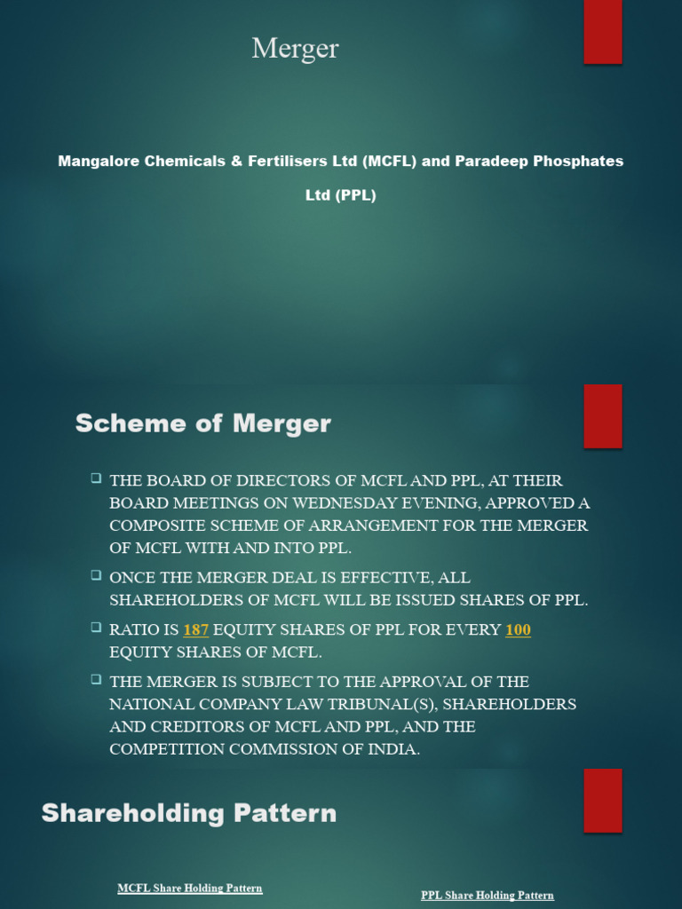 MCFL and PPL Merger Overview and Impact | PDF | Mergers And Acquisitions | Corporations