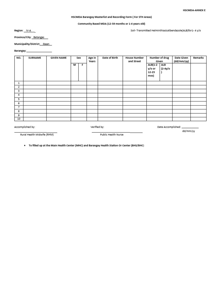 Deworming Form | PDF
