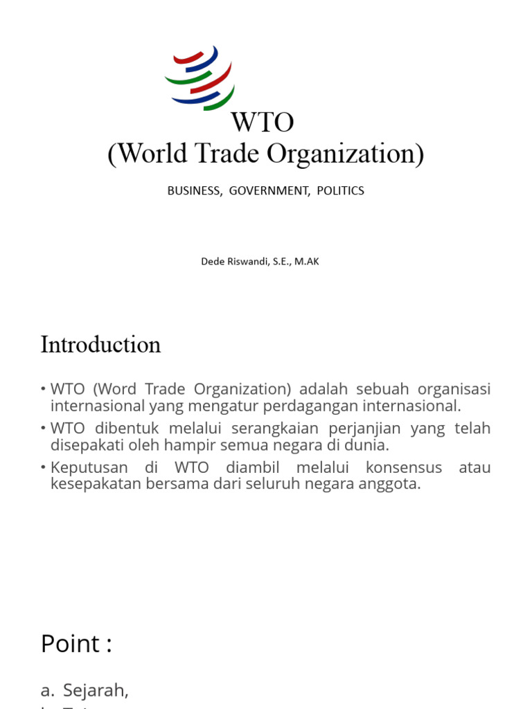 WTO (World Trade Organization) : Business, Government, Politics | PDF | Pengelolaan Keuangan & Uang