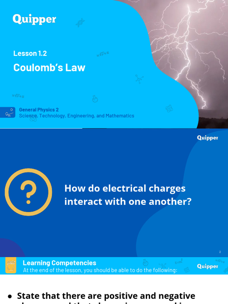 LESSON 1.2 Coulombs Law | PDF | Force | Electric Charge