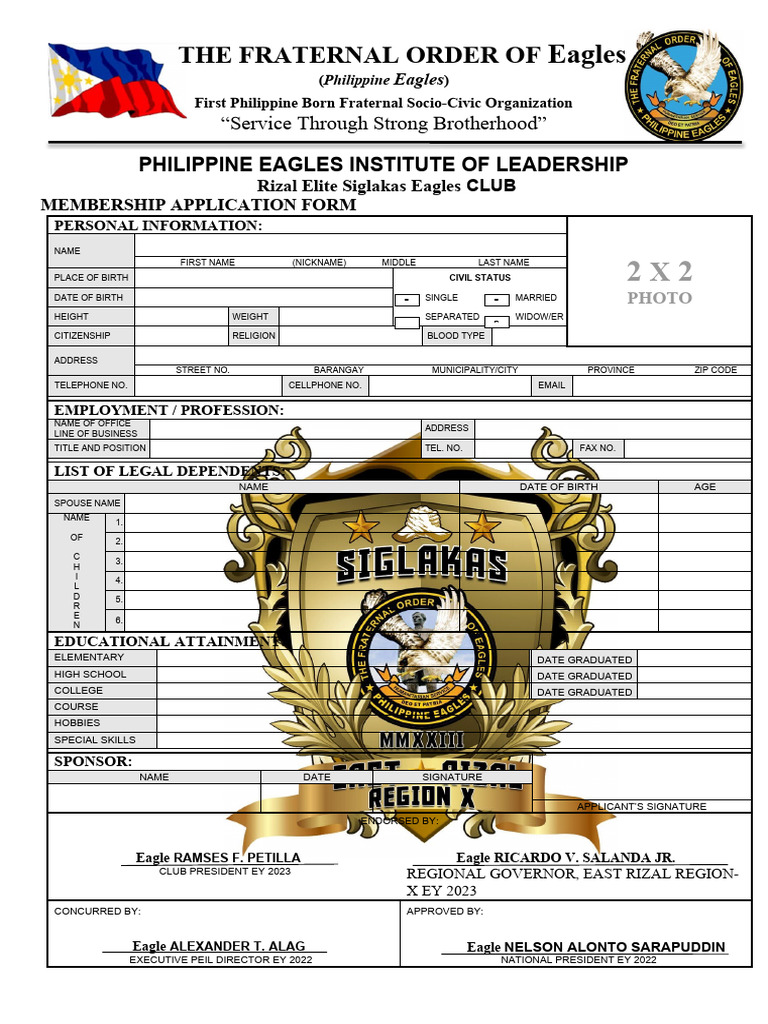Philippine Eagles Membership Form | PDF | Government And Personhood ...