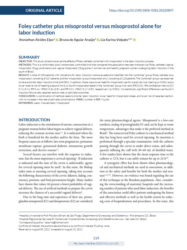 Synopsis For Foley Plus Miso Vs Miso Alone in Induction of Labour | PDF ... Synopsis For Foley Plus Miso Vs Miso Alone in Induction of Labour | PDF ...