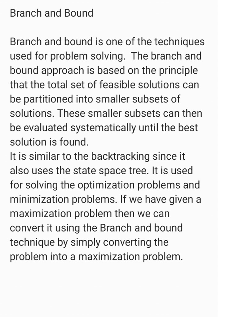 DesignTechniques Branch&bound Knapsack | PDF