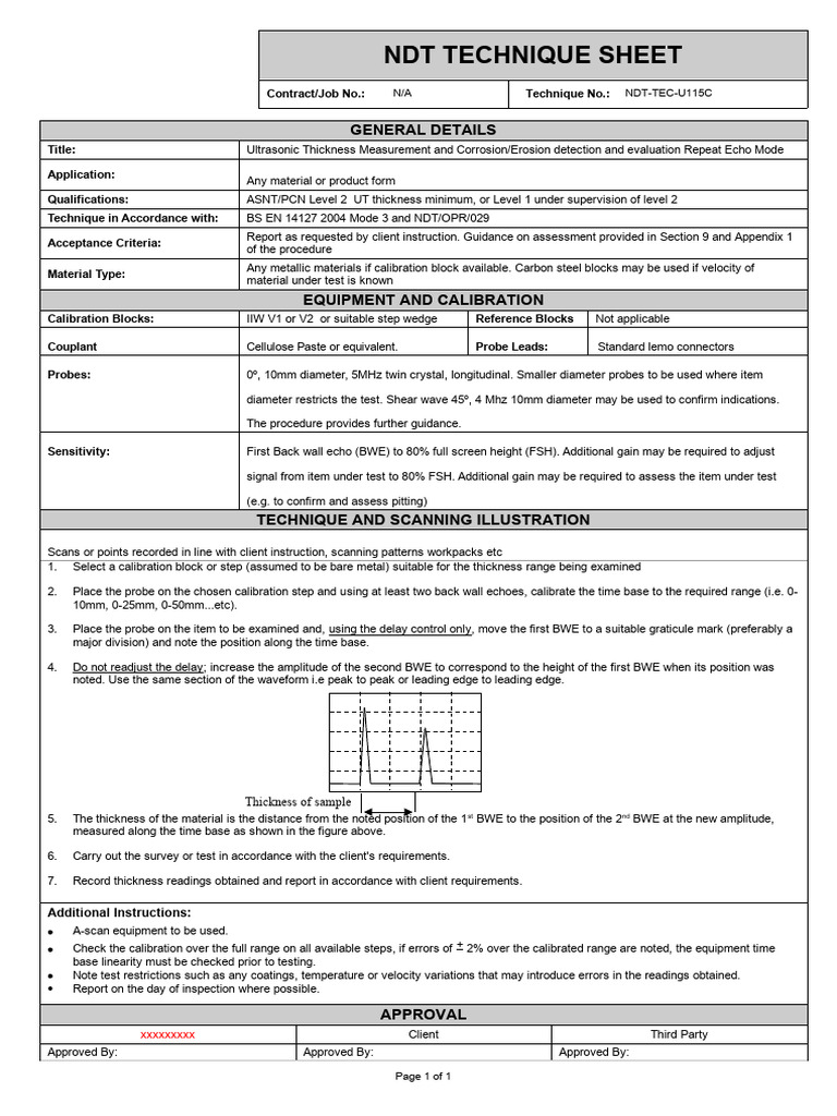NDT-TEC-U115C Issue 1 Rev 0 UT Thickness Repeat Echo Mode | PDF ... NDT-TEC-U115C Issue 1 Rev 0 UT Thickness Repeat Echo Mode | PDF ...
