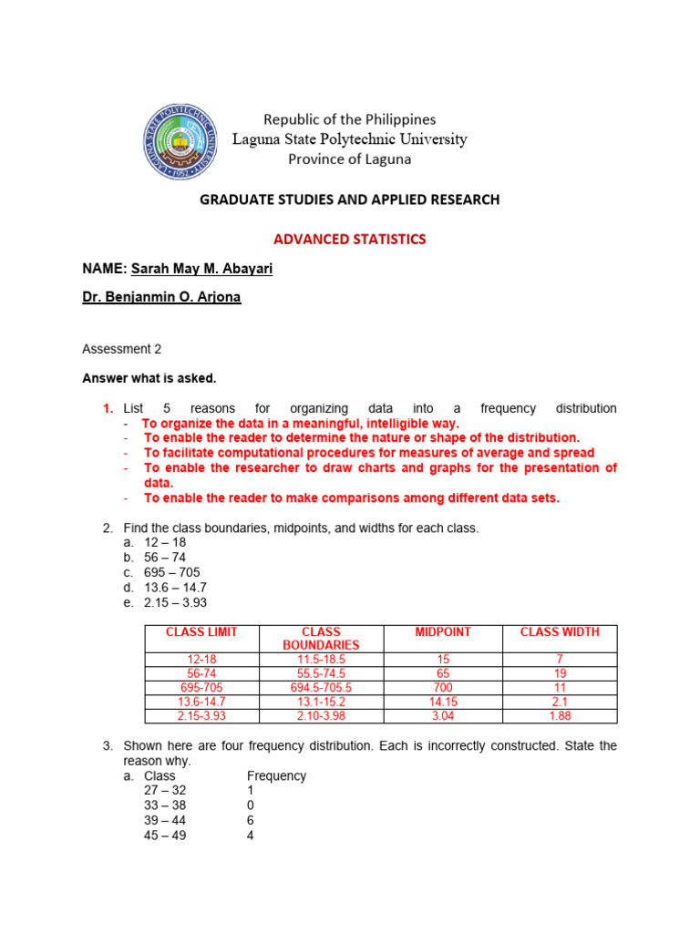 Assignment in Advanced Statistics 3 | PDF | Statistics