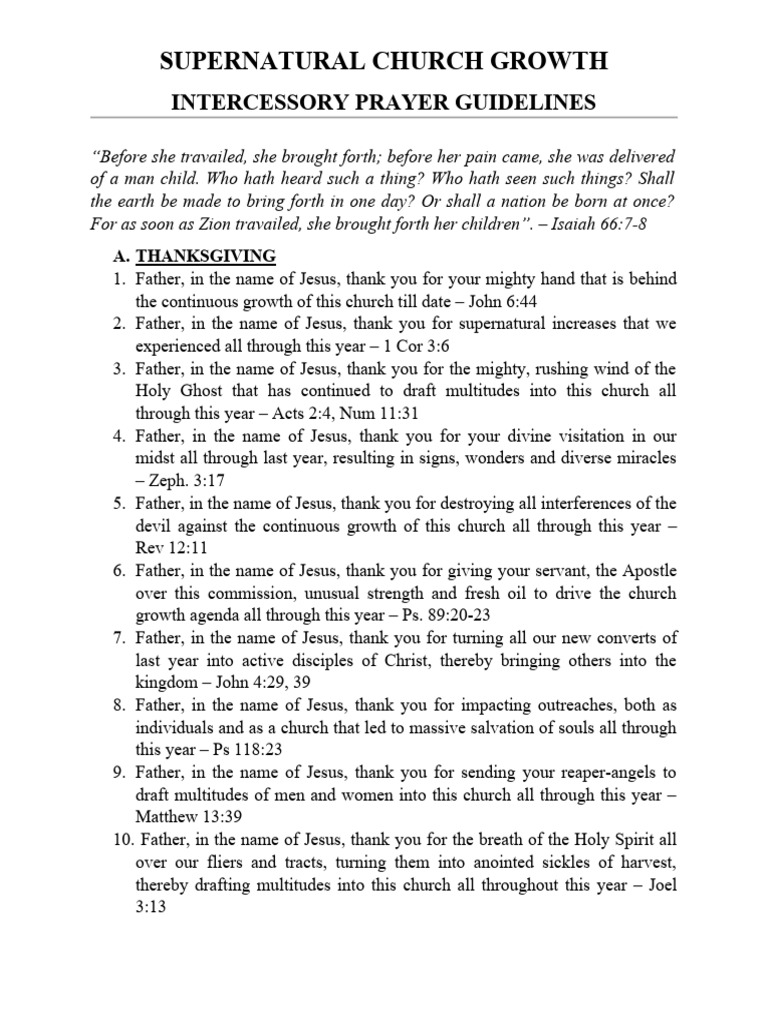 PRAYER BULLETS FOR SUPERNATURAL CHURCH GROWTH | PDF | Jesus | Gospel Of ...