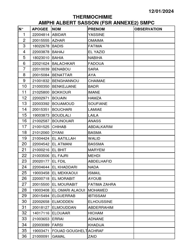 Eva 23-24 12-01-2024 SMPC - Thermochimie | PDF