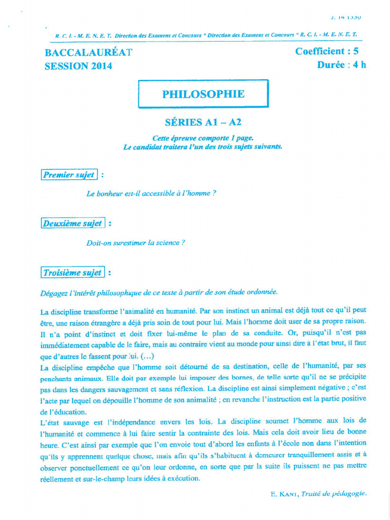 Bac A1 A2 Philo 2014 | PDF