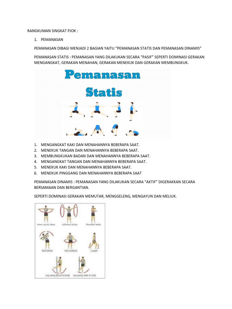 Pemanasan Statis dan Dinamis PJOK | PDF | Kesehatan Holistik