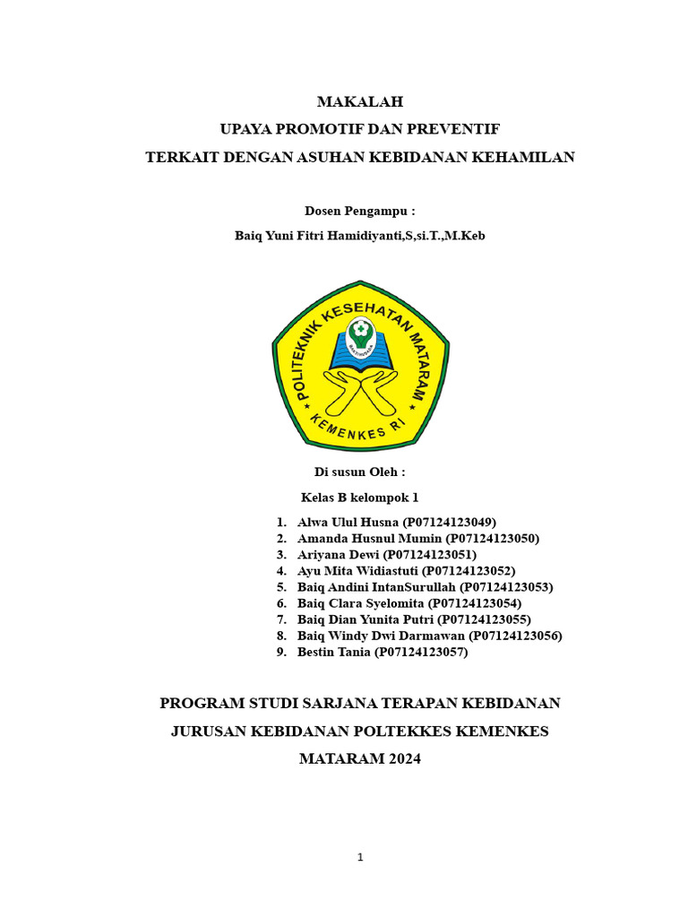 Upaya Promotif dan Preventif Kehamilan | PDF