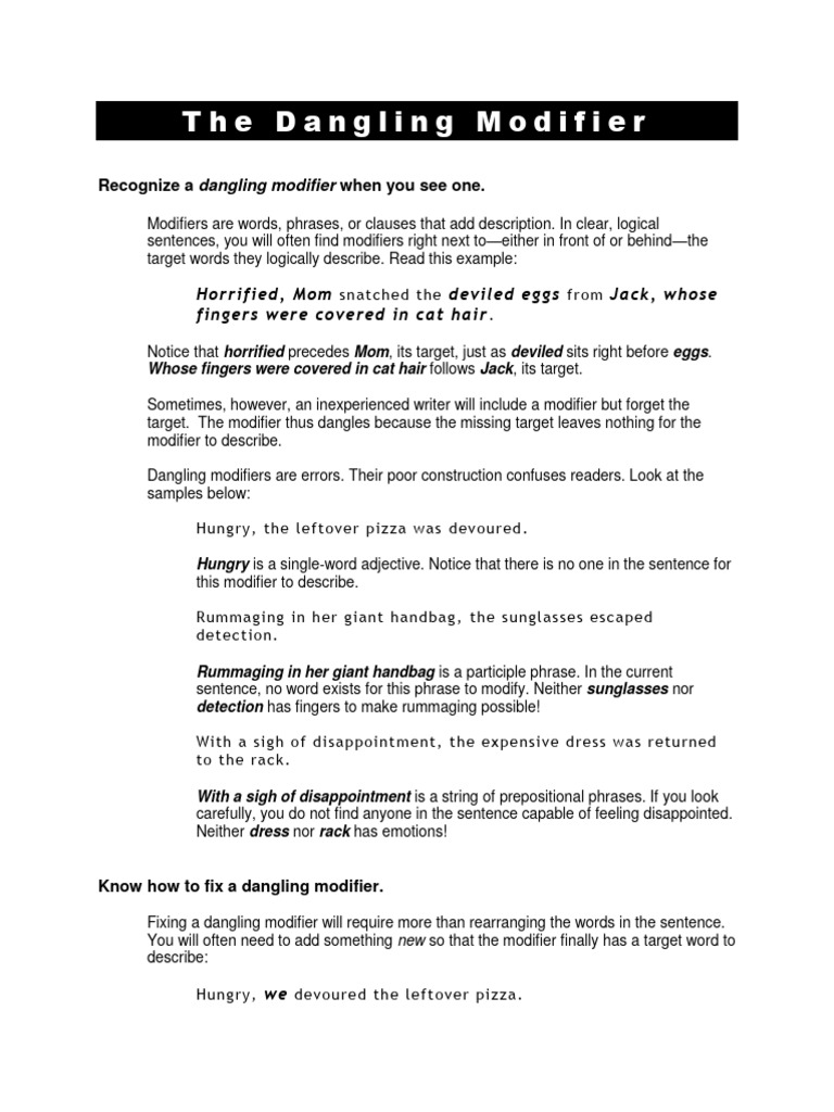 Dangling Modifier | PDF