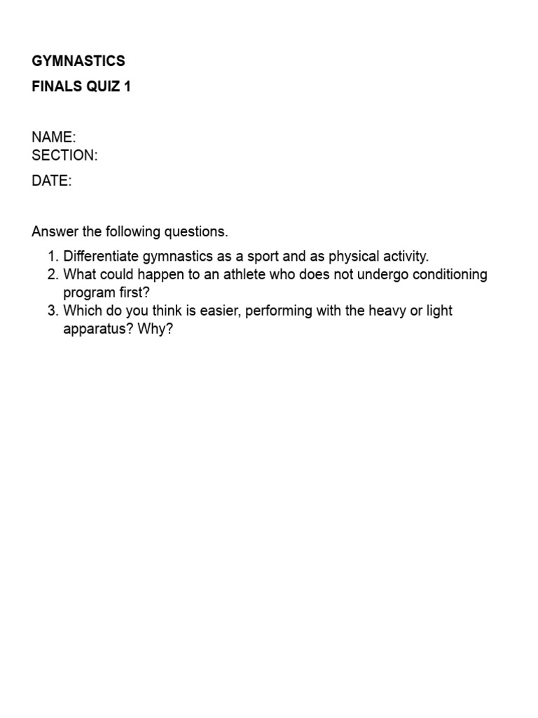 Gymnastics Quiz 1 | PDF