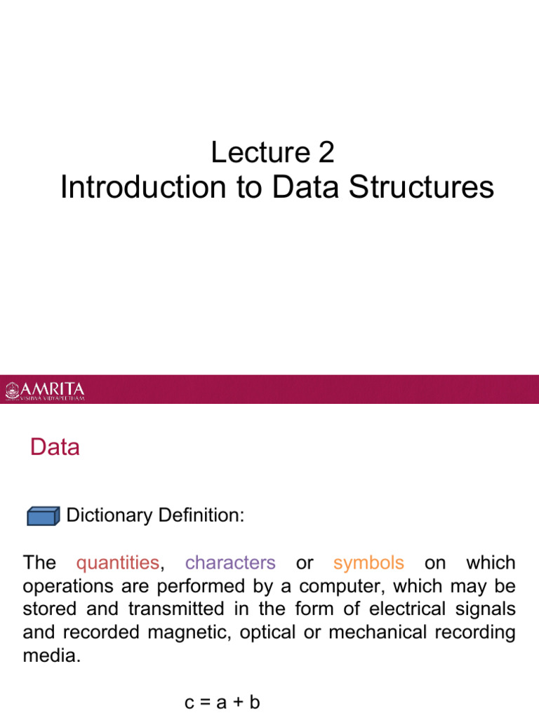 Lecture 2 Introduction To Data Strutures Pdf Data Type Computer Programming