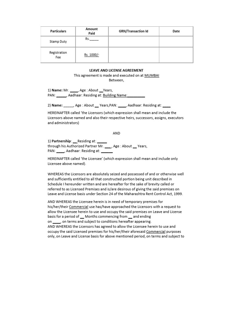 Blank Draft File 1 | PDF | License | Landlord