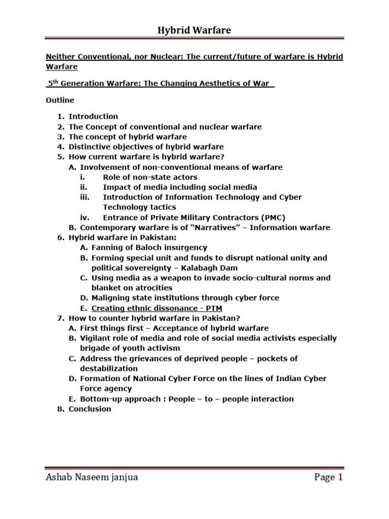 Hybrid Warfare | PDF | Security | Cyberwarfare Hybrid Warfare | PDF | Security | Cyberwarfare