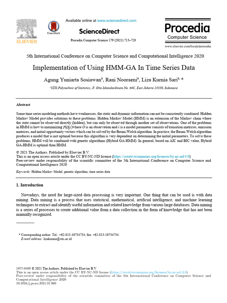 mplementation of Using HMM-GA In Time Series Dat | PDF | Akaike ...