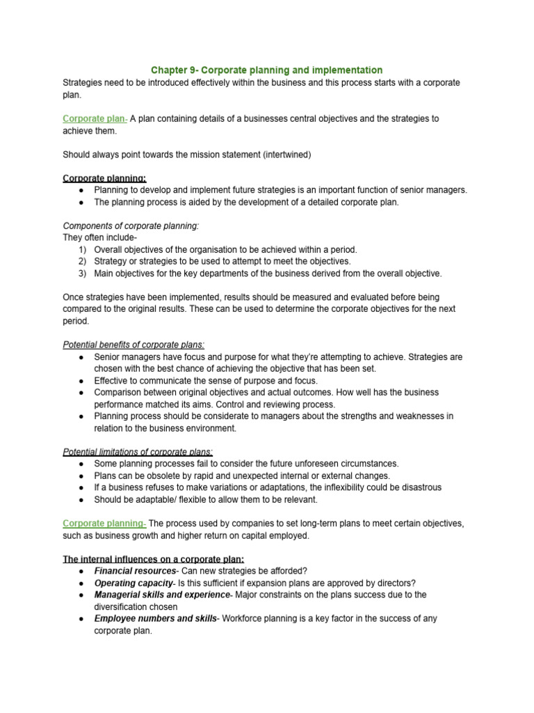 Corporate Planning and Implementation | PDF | Organizational Culture ...