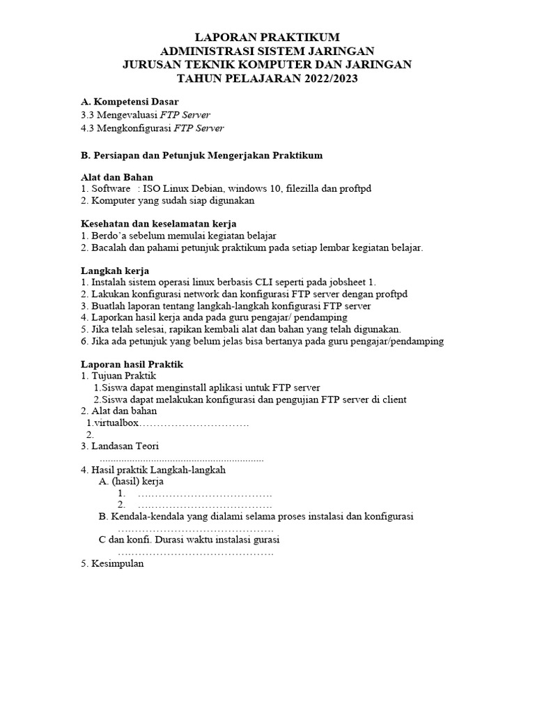 Laporan Praktikum FTP Server | PDF
