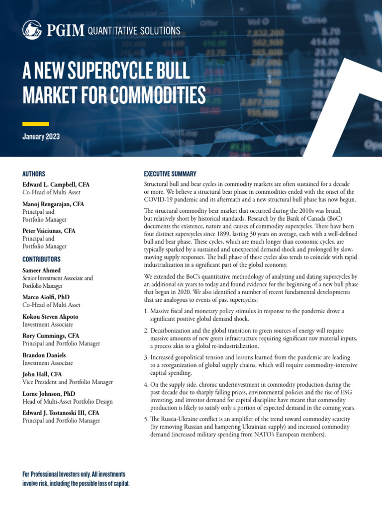 Pgim Quant a New Supercycle Bull Market for Commodities Jan 2023 | PDF ...