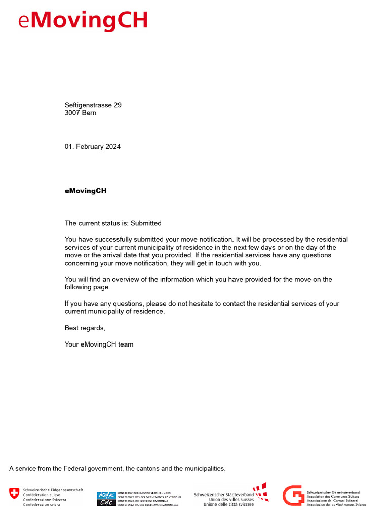 Move Notification Confirmation | PDF | Government
