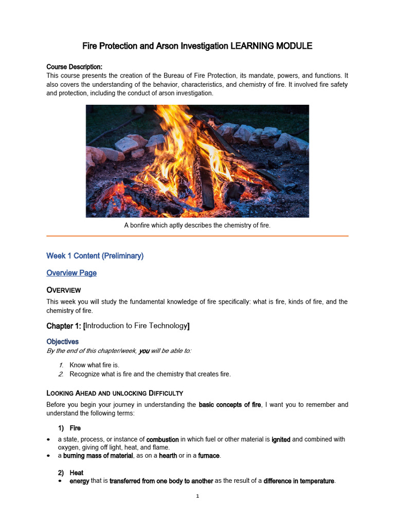 Fire Protection and Arson Investigation PRELIM NOTES | PDF | Combustion ...