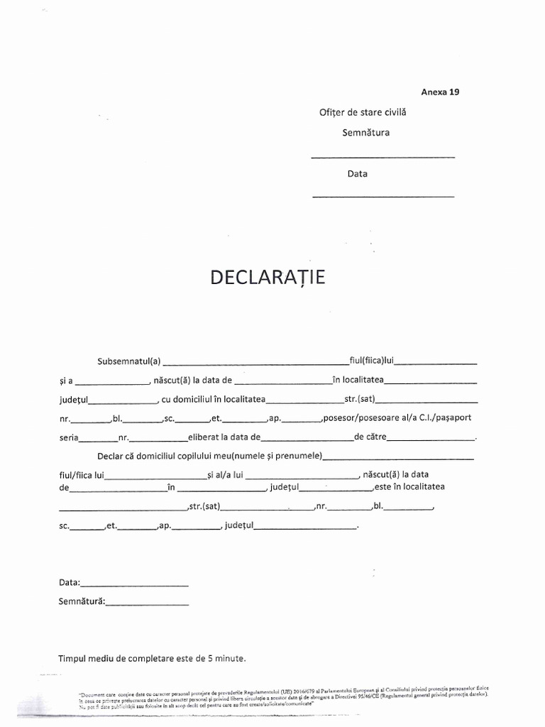 Formulare Pentru Documente Stare Civila | PDF