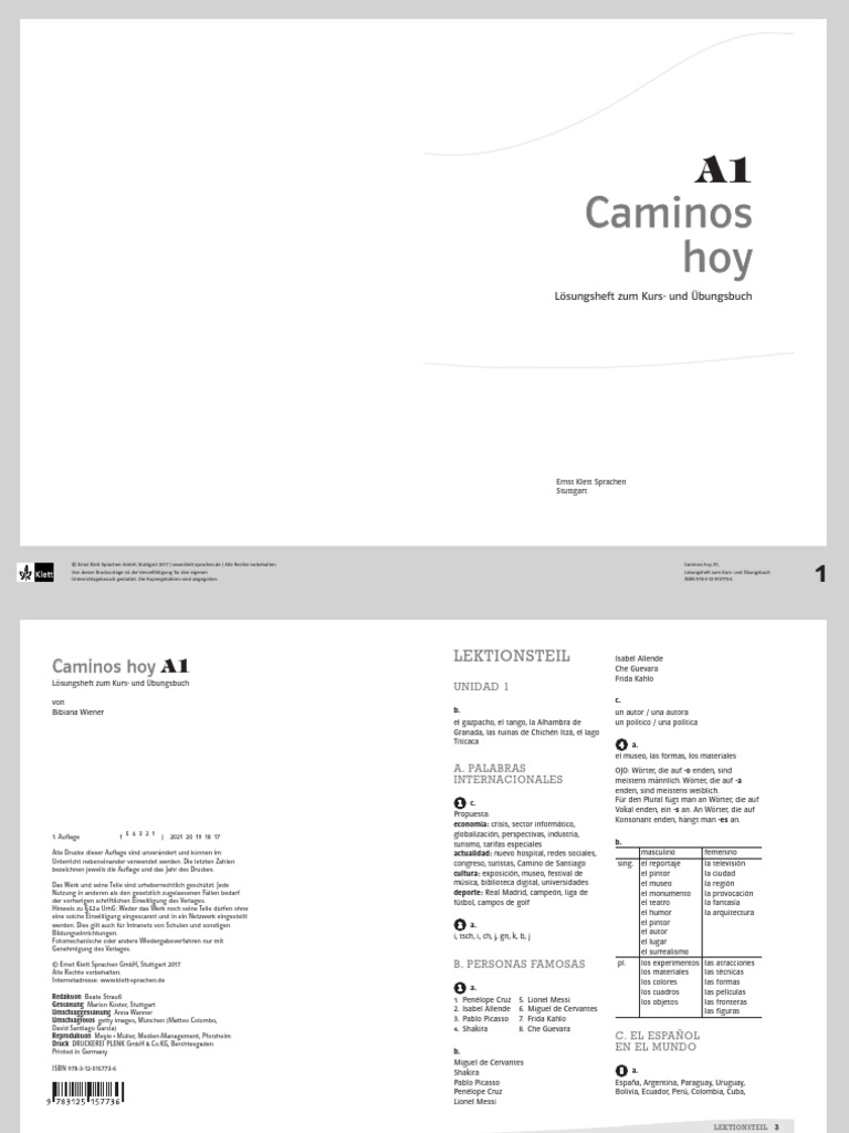 Caminos Hoy A1 Loesungen KUB | PDF