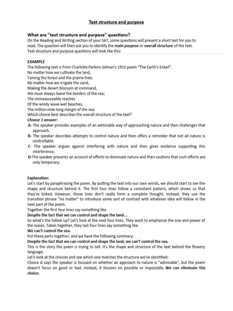 Understanding SAT Text Structure Questions | PDF | Question | Writers