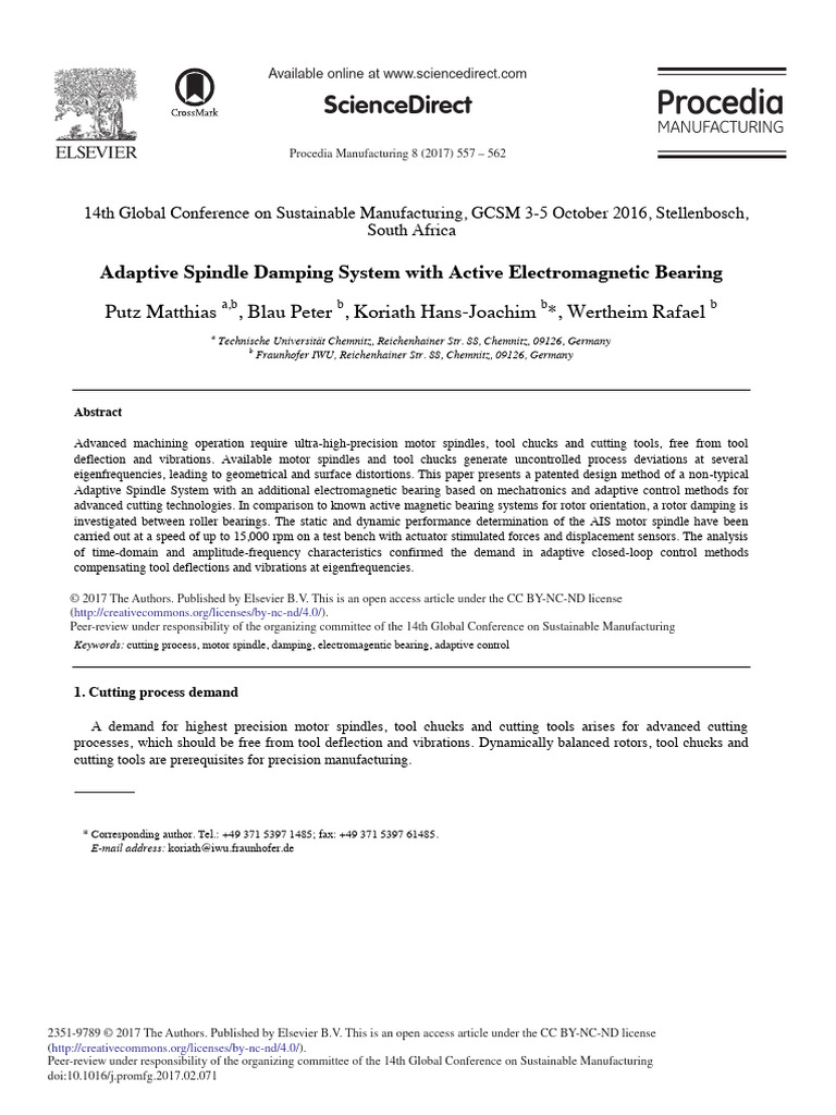 Adaptive Spindle Damping System With Active Electroma - 2017 - Procedia ...