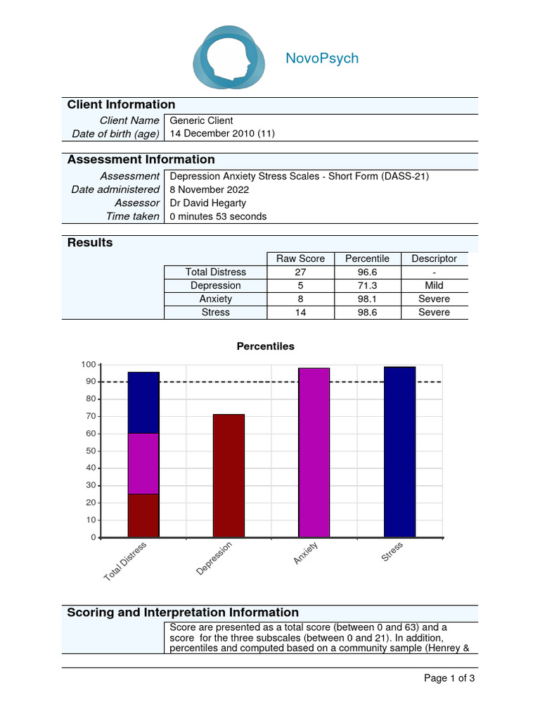 Dass-21 Scoring Online Percentiles Calculator v2 | PDF | Anxiety ...