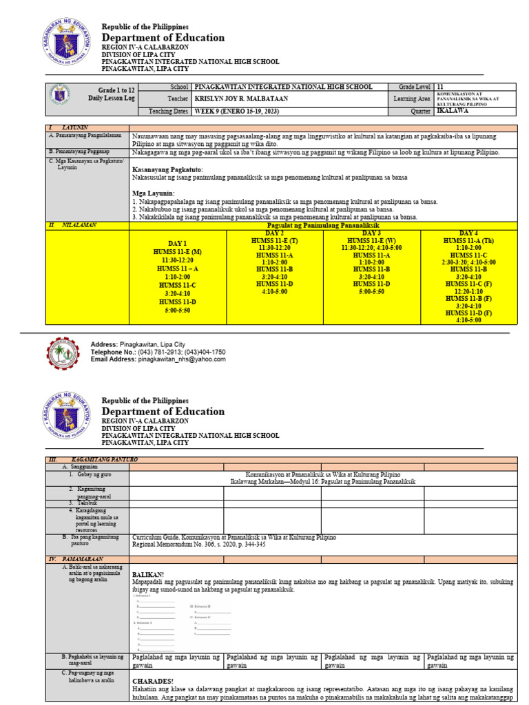 DLL Week 9 2ND Quarter | PDF