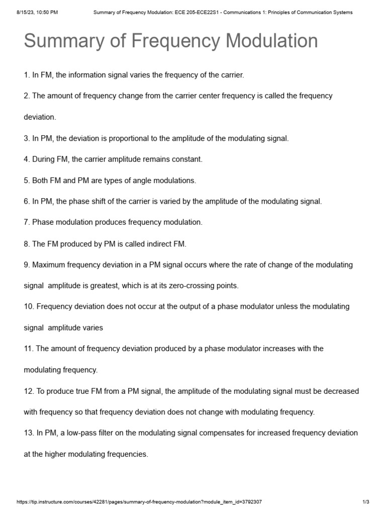 Summary Facts 3 | PDF | Frequency Modulation | Modulation