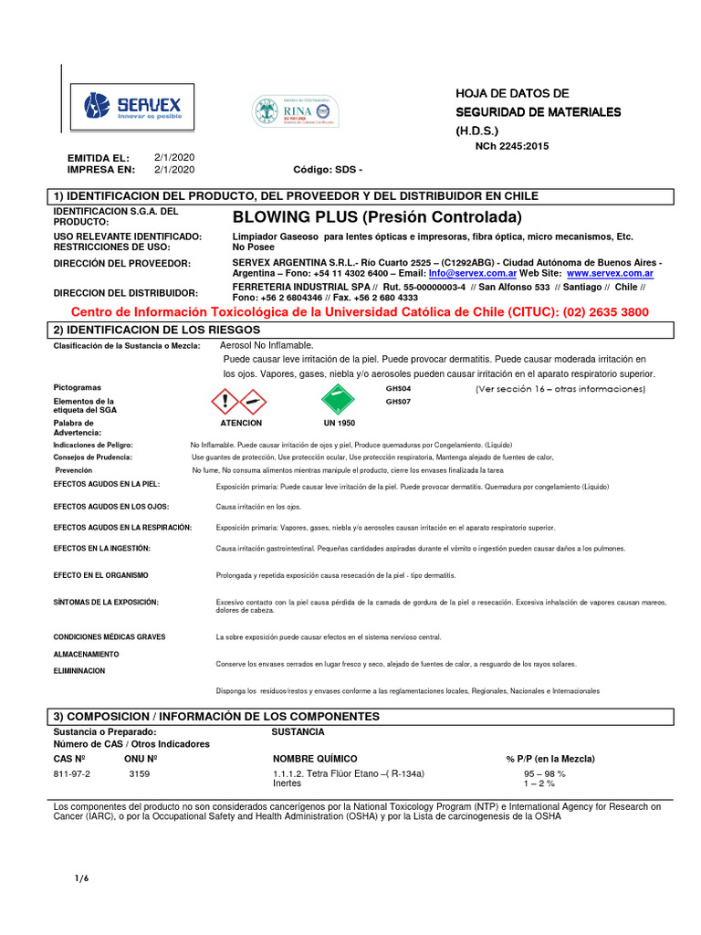 Primeros Auxilios para Blowing Plus | PDF | Agua | Residuos
