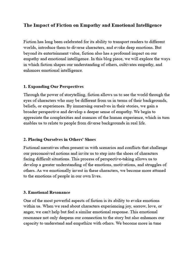 The Impact of Fiction On Empathy and Emotional Intelligence | PDF ...